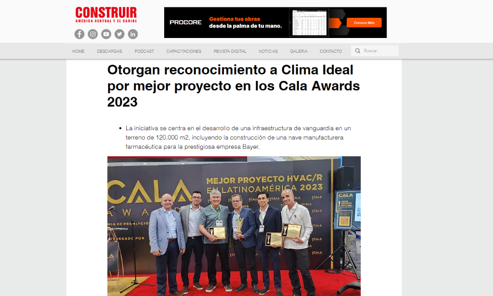 CALA Awards Mejor Instalación de HVAC/R