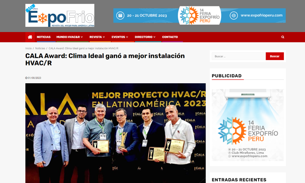 CALA Awards Mejor Instalación de HVAC/R